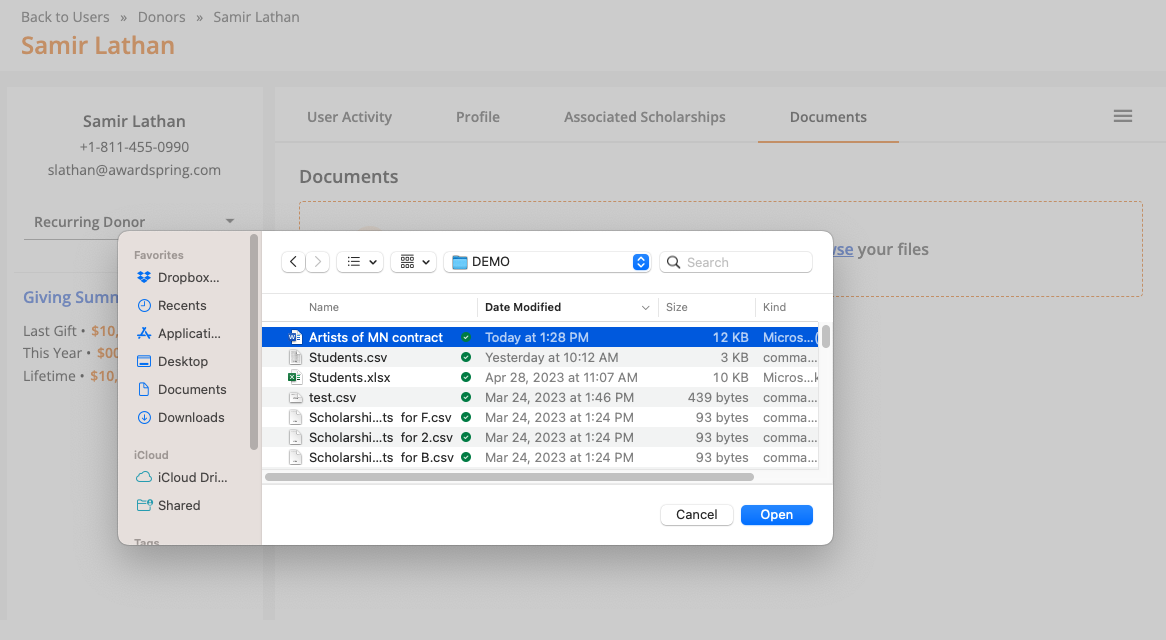 Documents – AwardSpring Help Center
